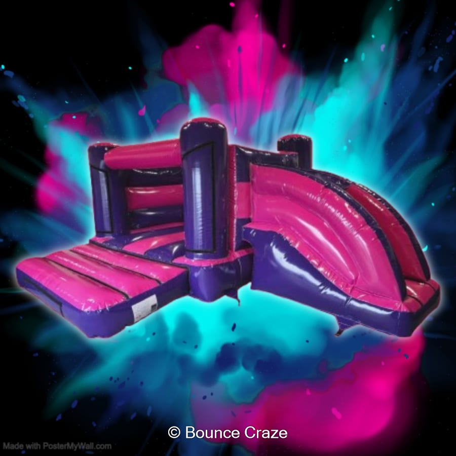 PINK & PUTPLE Castle with low slide (14ft by 18ft) - Disney Stitch ...