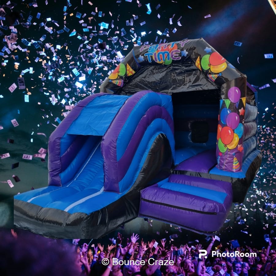 Blue And green Castle with slide (12ft x 18ft) party time - Bouncy ...