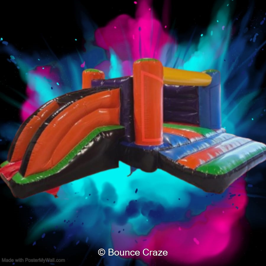 Multi Coloured Bouncy Castle with low slide - Disney princess Theme ...