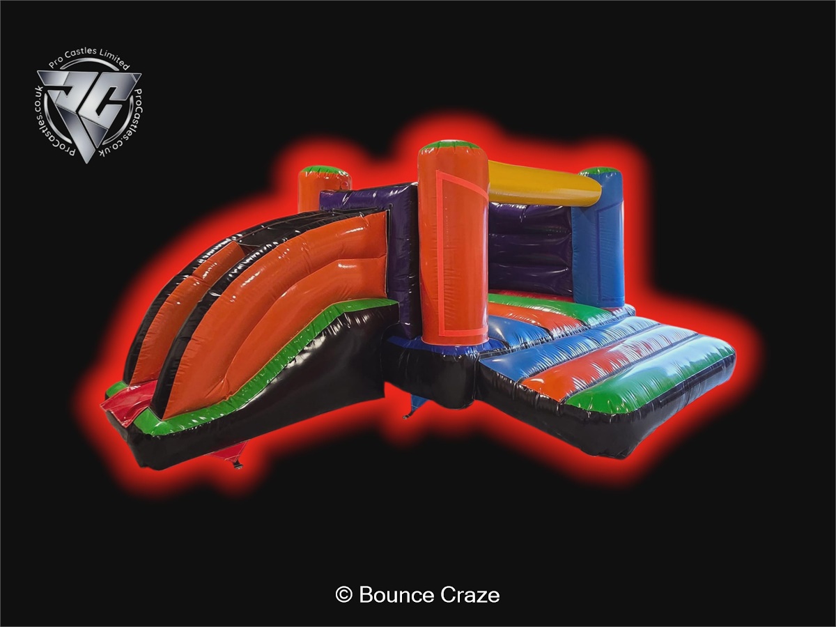 Multi Coloured Bouncy Castle with low slide - unicorn Theme - Bouncy ...